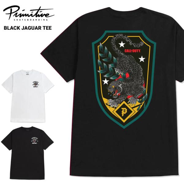 PRIMITIVE × CALL OF DUTY (プリミティブ × コールオブデューティ) Tシャツ BLACK JAGUAR S/S TEE 半袖 カットソー トップス メンズ M-XL ブラック ホワイト日本正規代理店商品サイズ（平置...