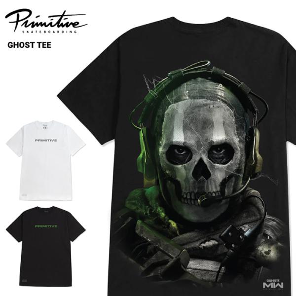 PRIMITIVE × CALL OF DUTY (プリミティブ × コールオブデューティ) Tシャツ GHOST S/S TEE 半袖 カットソー トップス メンズ M-XL ブラック ホワイト日本正規代理店商品サイズ（平置cm）Mサイズ...