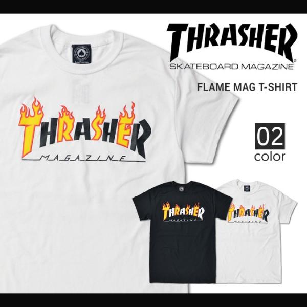 THRASHER (スラッシャー) FLAME MAG S/S T-SHIRT TEE Tシャツ 半袖 メンズ クルーネックTシャツ ティーシャツ ストリート スケート日本正規代理店商品サイズ（平置cm）Sサイズ　着丈69cm 身幅46cm...