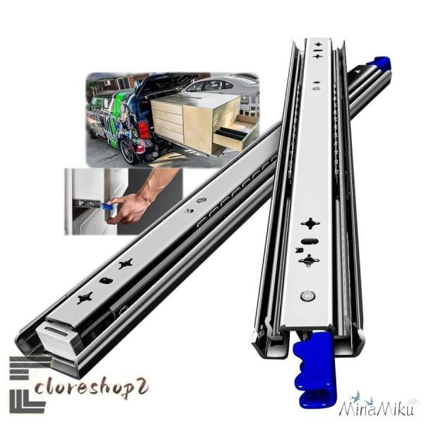 工業用スライドレール 250mm-1500mm 重量用引き出しスライド 伸縮式 スライドレール、ロック機能、簡単に解除が可能、頑丈な負荷重量120kg