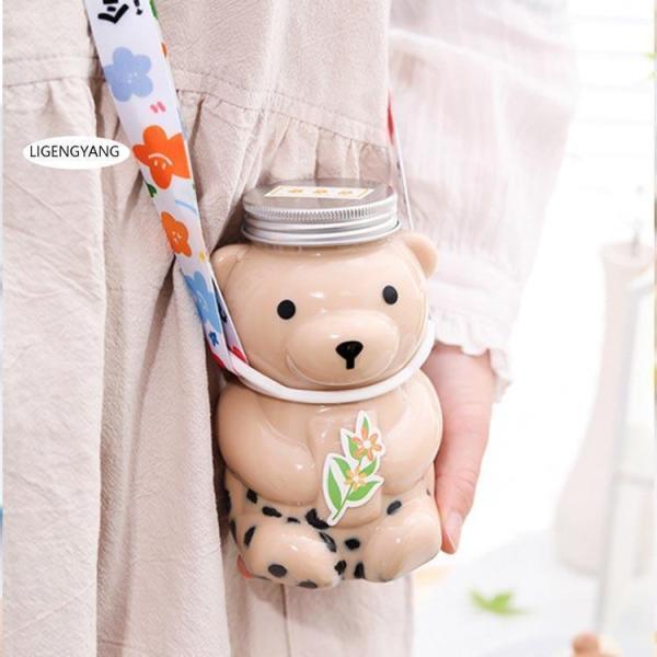 50個セット ドリンクボトル 500ml アニマル フタ付き テイクアウト タピオカ ボトル くま 熊 クマ ボトル ドリンク カップ プラカップ ク