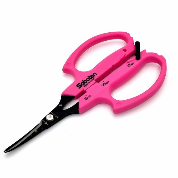 ぶどう用鋏で業界初！！　待望のカーブ刃　いよいよ登場！！●切り口で実を傷つけにくい。（断面が尖りにくい）●ぶどうの摘粒、房づくりに活躍します。●ぶどう鋏本体には3mmのマグネットが内蔵されています。●バネのかわりにマグネットが内蔵されており...