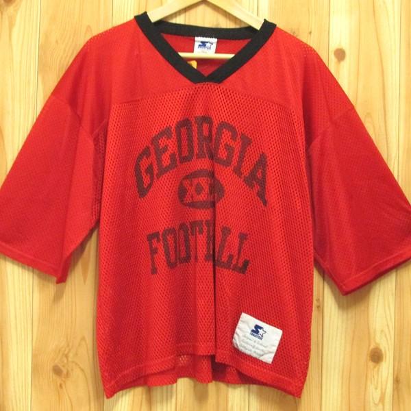 STARTERのメッシュ ゲームシャツです。【商品状態】多少のスレ、ヨレ、スレキズ、皺、着用感があります。背中側縫い合わせ部分に少しイタミがあります。【サイズ】表記サイズ：48/L実寸サイズ肩幅：約62cm身幅：約63cm身丈：約62cmメ...