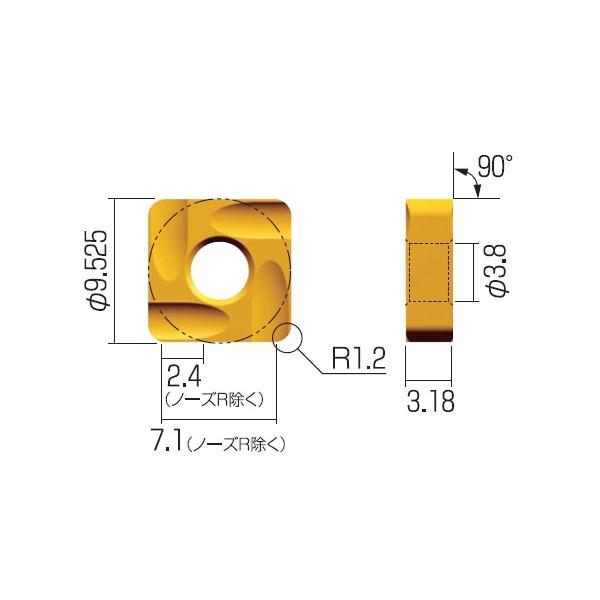 《仕様》●材質：超硬M20種●エッジ形状：ホーニングエッジ●コーティング：TiN●使用コーナー数：8●1ケース入数：12個