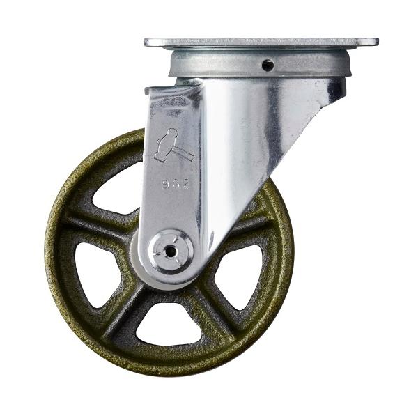 《仕様》●車輪：イモノ車●取付タイプ：平付旋回●材質・表面処理：スチール(三価クロム化成処理)●車輪サイズ：100mm●許容荷重：120daN●取付高：132mm●取付座：90×90mm●取付寸法：68×68(71×71)mm●取付穴径：1...