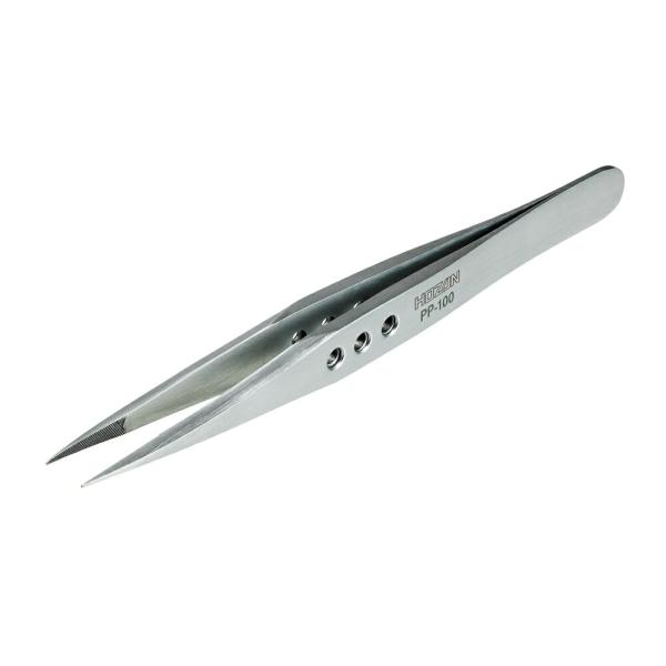 《仕様》●RoHS　6物質 ○●重量 29g●材質 ステンレス（SUS420J2）●全長 125mm●板厚 2.8mm●先端幅 0.6mm《特長》●板厚2.8mm●強力型ピンセットのハイグレードシリーズ●先端ローレット付きで、保持力を強化。...