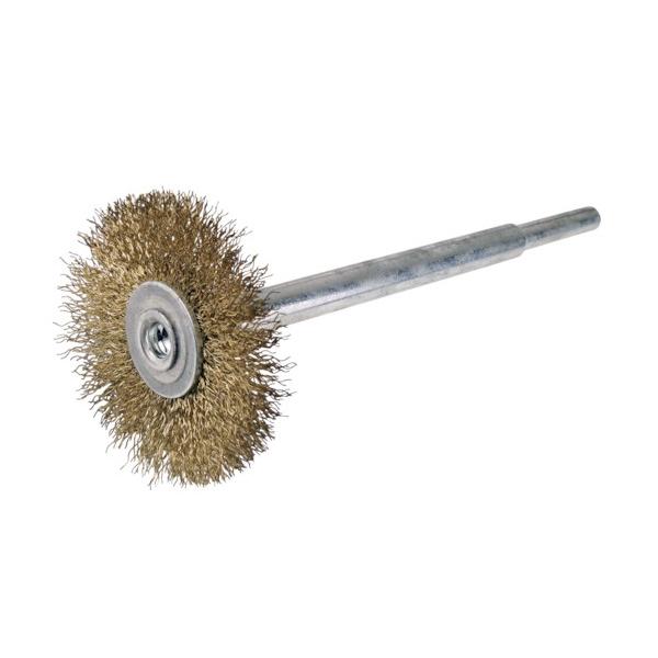 《仕様》●ブラシ部：直径 50mm x 幅約 10mm●シャフト径：6mm●シャフト長：120mm●質量：100g《特長》●ドリルを使用し専用形状の真鍮ブラシで、キャリパー溝部分のサビや汚れを手早く落とすができます。
