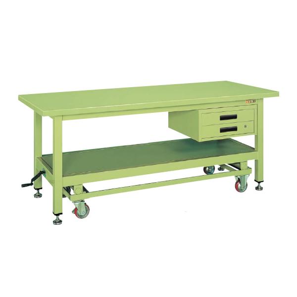 【完成品】 《商品説明》●天板面に600KG積載したままラクラク昇降します。●グリーン購入法適合商品《商品スペック》●外寸：W1800×D800×H740mm●均等耐荷重2000kg●均等耐荷重(移動時・昇降時)：600kg●カラー：サカエ...