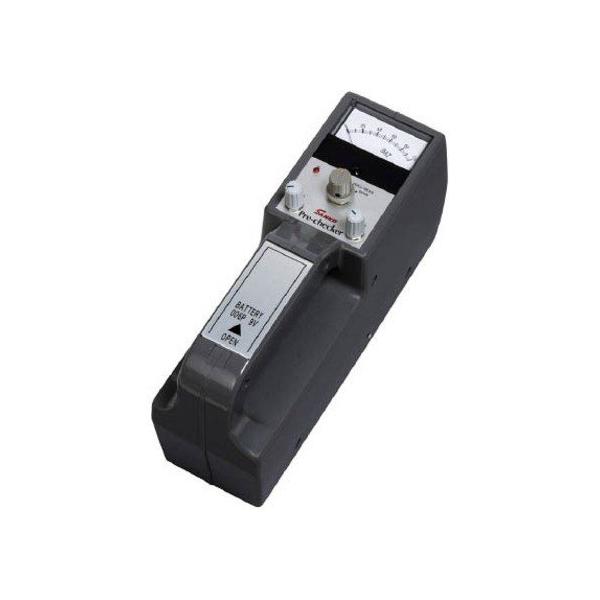 《仕様》●名称型式：通電性表示器　プレ・チェッカー●方式：高周波誘電率式●検出限界：電極接触面から深さ約30mm●目盛：100等分（刻み2）●電源：6F22乾電池（9V）×1●寸法重量：65(W)×130(H)×210(D)mm、820g●...