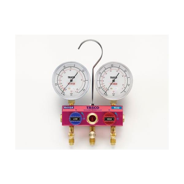 《仕様》●マニホールド本体●ボール弁式開閉バルブ●ゲージ取付ネジ：1/8NPT●接続ポート：5/16フレア●サイトグラス付●チャージホース●92cm(赤・青・黄)(TA132AF)●接続口径：5/16フレア●常用圧力：5.5MPa●圧力計/...