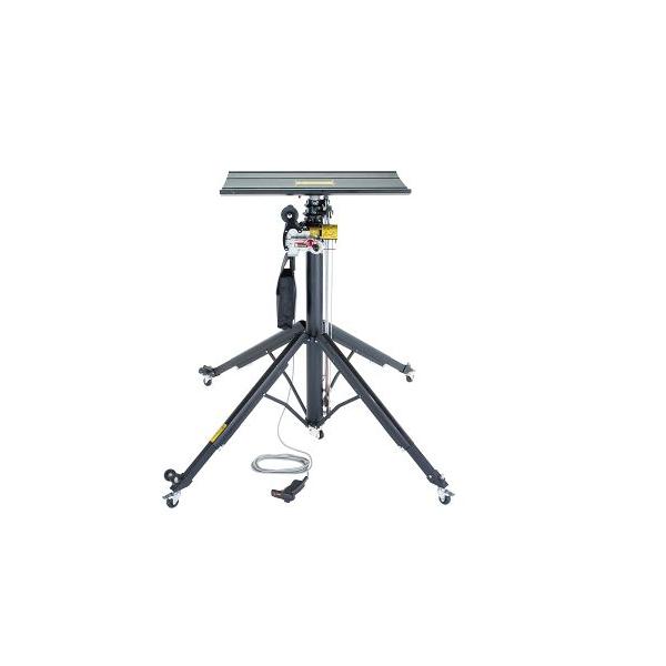 《仕様》●最大積載荷重：120kg●最高/最低地上高：4.0m/1.23m●本体サイズ： 270×350×1170mm(本体のみ、収納時) 1170×1240×H1230mm(天板装着、組立開脚時)●本体質量：32.5kg(天板含む)●天板...