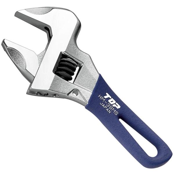 《仕様》●口開き寸法：0〜38mm●L：165mm●T1：9mm●T2：15.4mm●D：76mm●グリップ色：ネイビー●重量(g)：330《特長》●ワイドな口開きでワンランク上のサイズまで開きます●ガタ無しウォーム搭載でボルト・ナットを傷...