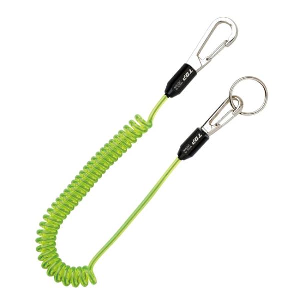 《仕様》●カラー：イエローグリーン(クリア)●取付可能重量：1kg対応●重量(g)：53.5《特長》●高所作業での工具の落下防止に●小物類の紛失防止に●二重リング付き●自然長約410mm 最大伸長約1350mm●コード径Φ4mm●ワイヤー径...