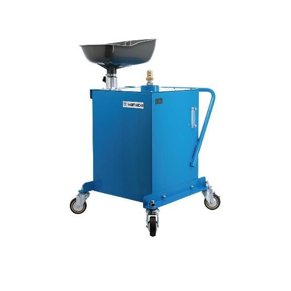 《仕様》●色：ブルー●油槽容量(L)：90●質量(kg)：45《特長》●全高が約199mmのオイルドレンです。●2トン車クラスから大型車までのトラックのデフオイル、ミッションオイルなどの廃油の抜き取りがリフトアップをしないで行えます。