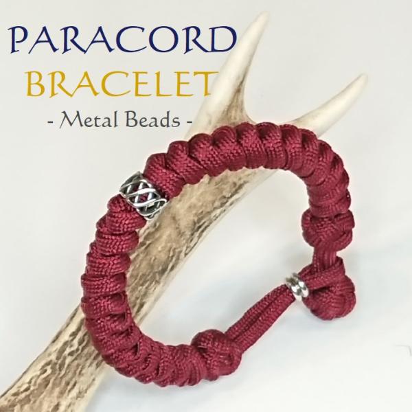 メタルビーズ 単色 メール便送料無料 ブレスレット PARACORD パラコード パラシュート アウトドア ロープ キャンプ 防災 手編み◆ パラシュートコード、通称パラコードと、メタルビーズ（ステンレス）を匠に編上げました。◆ ナッティハ...