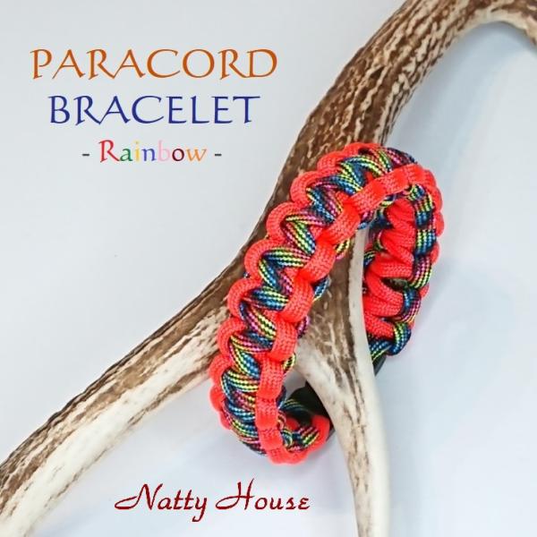 レインボー ブレスレット PARACORD パラコード パラシュート アウトドア ロープ キャンプ 防災 手編み 送料無料◆ パラシュートコード、通称パラコードを匠に編上げた定番のブレスレットです。◆ パラコードは、ナイロン素材の1本で耐荷...