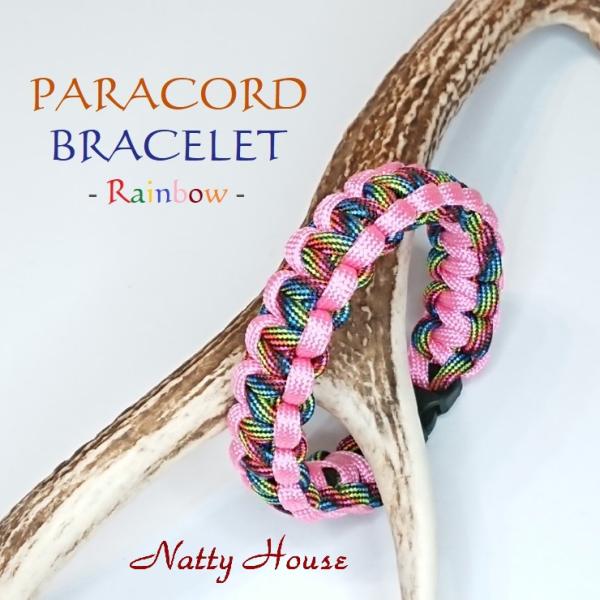 レインボー ブレスレット PARACORD パラコード パラシュート アウトドア ロープ キャンプ 防災 手編み 送料無料◆ パラシュートコード、通称パラコードを匠に編上げた定番のブレスレットです。◆ パラコードは、ナイロン素材の1本で耐荷...