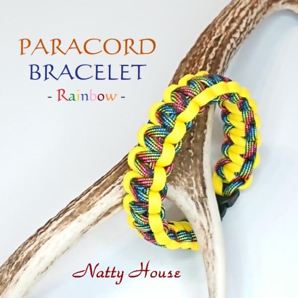 レインボー ブレスレット PARACORD パラコード パラシュート アウトドア ロープ キャンプ 防災 手編み 送料無料◆ パラシュートコード、通称パラコードを匠に編上げた定番のブレスレットです。◆ パラコードは、ナイロン素材の1本で耐荷...