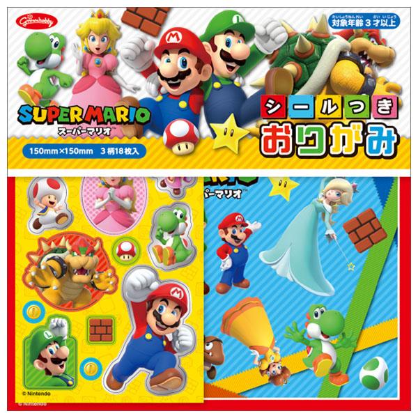 スーパーマリオのおりがみ3柄×6枚入りです。品番：23-6441パッケージサイズ：約150×150×3mm重さ：38g対象年齢：3才以上※商品の仕様の変更がある場合がございます。予めご了承くださいませ。※画像と商品の色合いが光等の加減により...