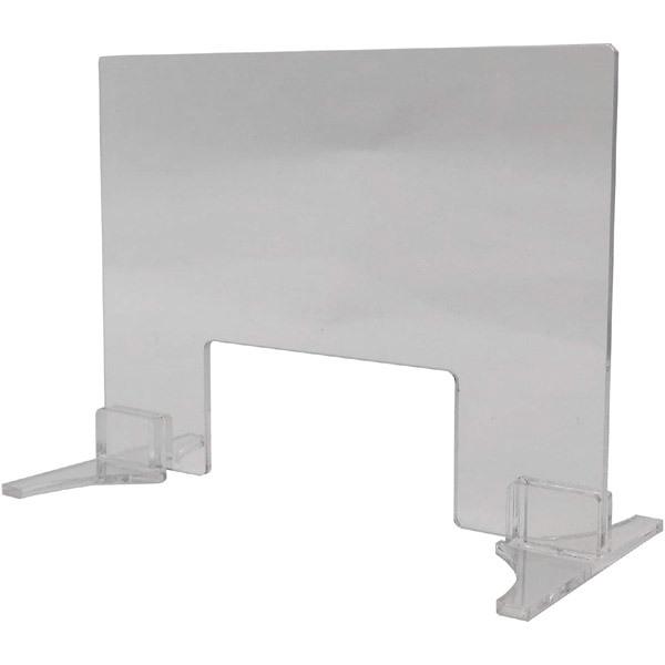 安心の日本製造品?アクリル製だから透明度が高くて丈夫！?脚部を差し込むだけなので設置も簡単?板面１に対して脚部が２個のセット品です品番：SPB-04主な素材：アクリル樹脂本体サイズ：幅60cm×奥行0.3cm×高さ45cm