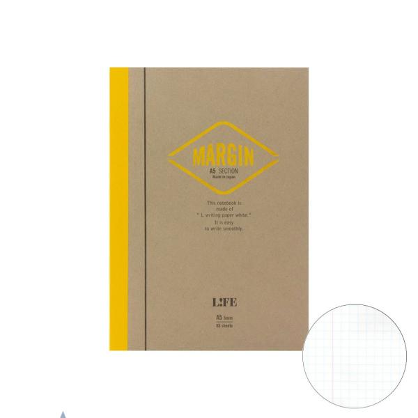 特別抄造紙Lライティングペーパーホワイトを使用し、日付や表題をメモできるようにマージン罫を入れました。 製本は昔ながらの丈夫で開きやすい「糸綴じわけ製本」。