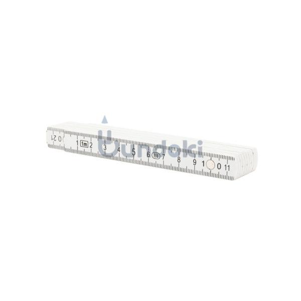 ポケットサイズの折り畳み式折れ定規です。マグネット付属で、90°・180°のところで ぴったりと留まるようになっており、全て伸ばすと全長1ｍまで測ることができます。  サイズ：130×26×26ｍｍ 材質：プラスチック 重量：43ｇ