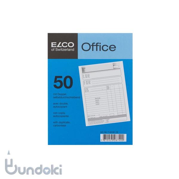 スイスの紙製品メーカーELCO社の請求書です。ノンカーボン複写式で１枚目にはミシン目が付いていますので、クライアントに渡しても手元に控えが残せます。