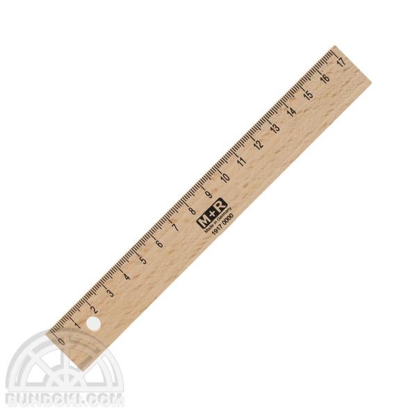 ドイツMobius+Ruppert社のシンプルな木製定規です。 ペンケースに入れやすいサイズの１７センチ。 目盛り部に薄い金属板が埋め込まれているので、使い減りしにくくなっています。