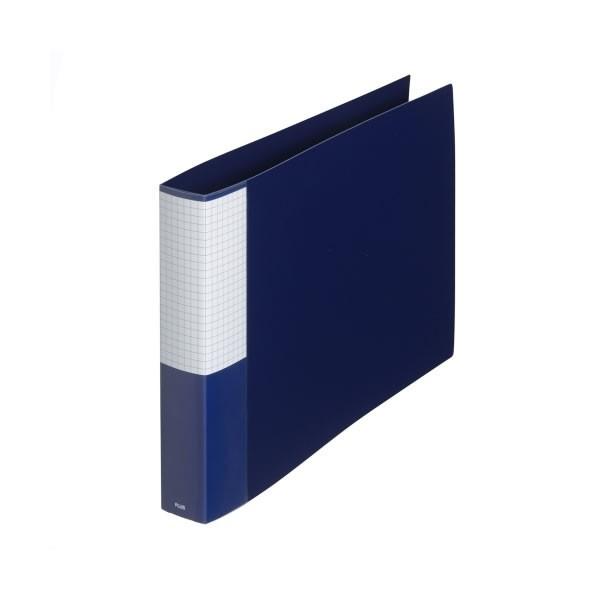 ●規格：A4-E　横型●カラー：ネイビー●適正収容枚数：210枚●リング内径：26mm●外形寸法：縦220×横325×背幅35mm●穴間隔：80mm●穴数：2穴●材質：とじ具＝金属、表紙＝ポリプロピレン（PP）1.0mm