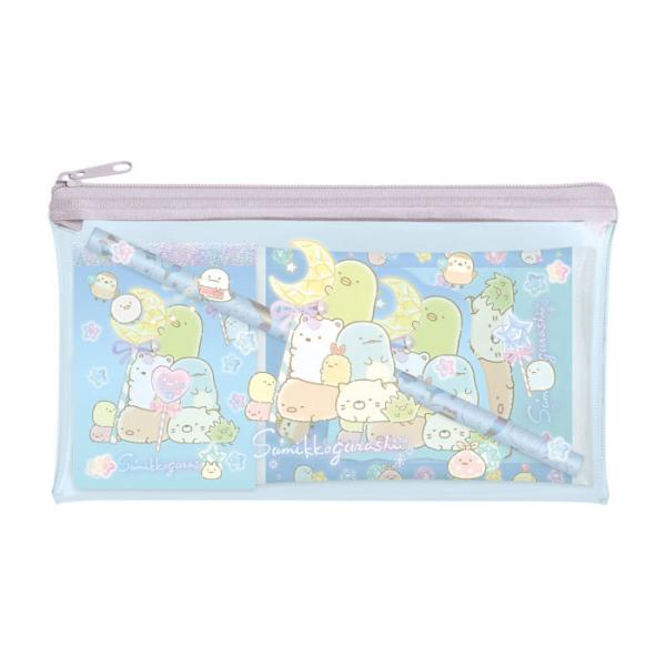 「すみっコぐらし」から人気の定番アイテムが入ったお得なギフトがペンポーチに入って登場！自分用にもプレゼントにもおすすめ♪【サイズ】ペンポーチ：約110×200mm【素材】ペンポーチ：塩ビ【枚数】クロスメモ：1種50枚【セット内容一覧】ペンポ...