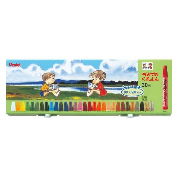 【商品説明】環境にやさしい包装素材を使用。くれよんの技法を紹介した「使い方集」付きです。【仕様】●内容：３０色（レモンいろ、みかんいろ、だいだいいろ、ペールオレンジ、おうどいろ、うすちゃ、ちゃいろ、こげちゃ、しゅいろ、あか、きいろ、むらさき...