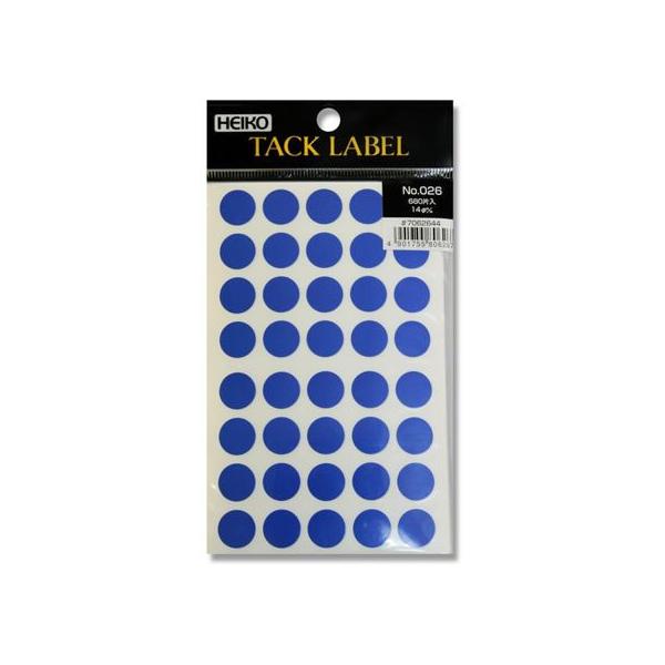 【商品説明】多用途にお使い頂ける直径１４ｍｍの丸型シールです。分類用や、カレンダーの印にも使えます。【仕様】●丸型タックラベル●色：青●サイズ：直径１４ｍｍ●紙質：光沢紙●注文単位：１袋（４０片×１７シート）