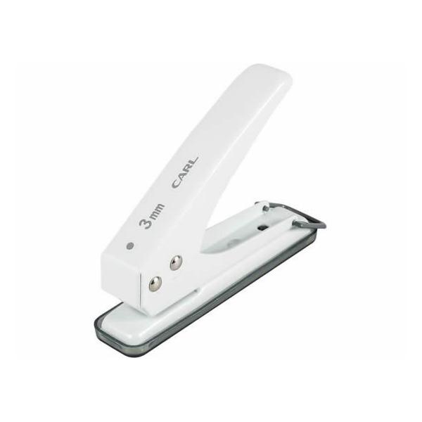 【商品説明】片手に収まるハンディタイプの１穴パンチです。　抜きカスが見やすい半透明クズ受けは、底部のフタを開ければ簡単に抜きカスが捨てられます。　ハンドルは押し下げた状態で保持できるので引き出しなど、コンパクトに収納可能です。　カードリング...