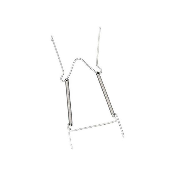 【商品説明】お気に入りの絵柄のお皿の裏側からとりつけるプレートハンガー。　針金の５つのつめで固定すると、皿の裏側で釘にかけられるようになります。　お皿のインテリアとしても、楽しみたいなという人にうってつけです。【仕様】●外寸：８０×２０×１...