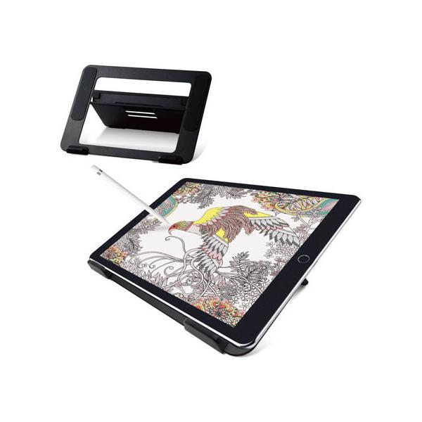 【商品説明】４段階に角度調整でき、タブレットで絵を描画するのに最適なアルミスタンドです。スタンド本体に貼ってあるシリコンパーツにより、タブレットを設置しても滑りにくく、安定して設置可能です。およそ９．７〜１２．９インチのタブレットに対応して...