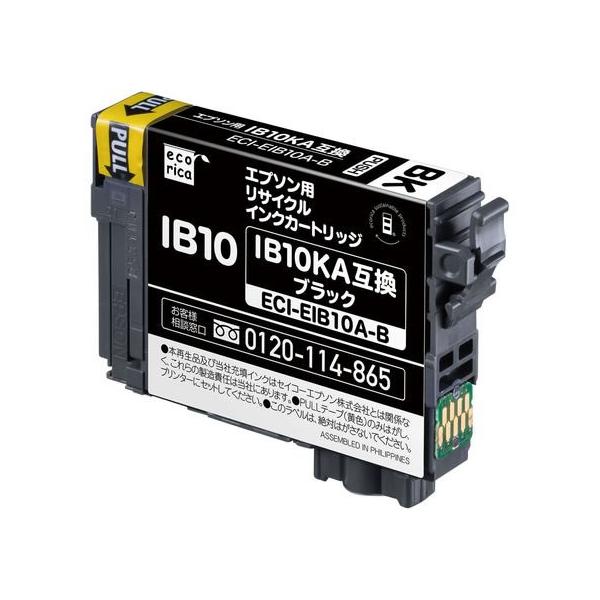 【商品説明】エプソン　ＩＢ１０ＫＡ対応リサイクルインクカートリッジ　ブラック【仕様】●純正型番：ＩＢ１０ＫＡ●対応機種：ＥＷ−Ｍ５３０Ｆ●色：ブラック●インク種類：顔料●耐力インク●インク残量表示●グリーン購入法適合●ＧＰＮエコ商品ねっと掲載
