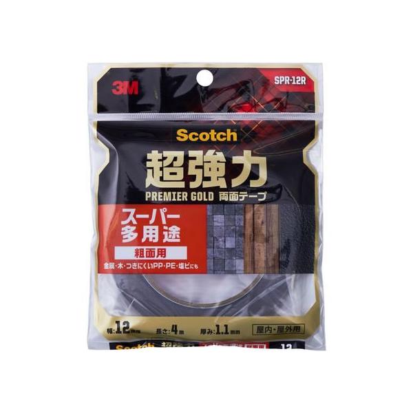 【仕様】●品番：ＳＰＲ−１２Ｒ●サイズ：幅１２ｍｍ×長さ４ｍ×厚み１．１ｍｍ●テープ色：グレー●屋内／屋外用●接着できる素材：金属（鉄・アルミ・ステンレス）、内装タイル、ベニヤ板／合板、軟質／硬質塩化ビニル、ガラス、硬質ゴム、ポリプロピレン...