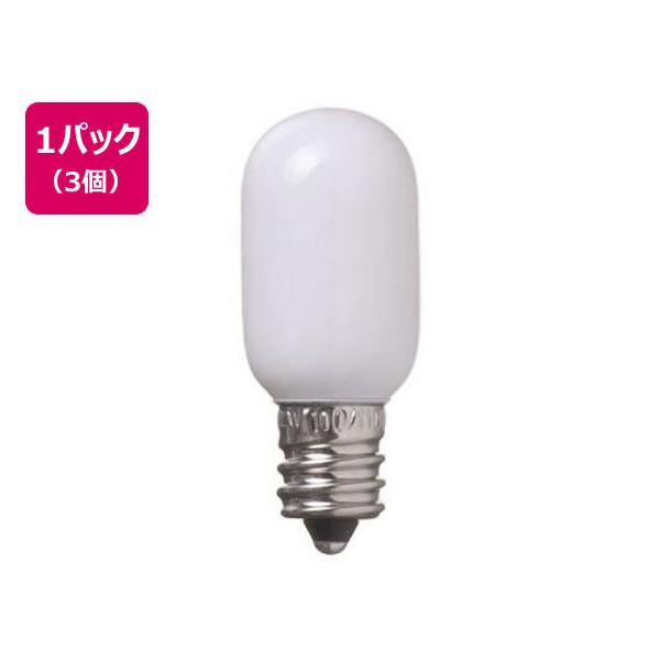 【商品説明】長寿命設計で、常夜灯や電飾用に最適です。　３個入パックです。【仕様】●カラー：ホワイト　●消費電力（Ｗ）：５　●定格寿命（ｈ）：２０００　●全長（ｍｍ）：４８　●径（ｍｍ）：２０　●口金：Ｅ１２　●本体重量（ｇ）：５　●パッケー...