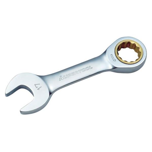 【仕様】●型番：GRW12S　●対辺寸法（ｍｍ）：１２●厚さ（ｍｍ）スパナ：５．６●全長（ｍｍ）：１０７●厚さ（ｍｍ）めがね：７．６　●電設・配管・空調工事●機械設備●自動車修理●各種狭所作業現場に最適●本締め仕様●ギア数７２山・送り角５°...