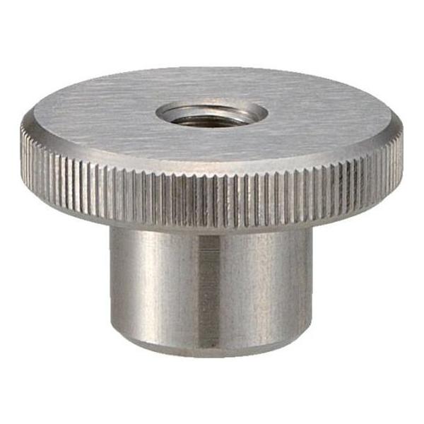 【仕様】●型番：TKKNT−M8　●外径（mm）：30　●ノブ高さ（mm）：18　●ねじ寸法：M8×1．25　●ねじ深さ（mm）：18　●耐熱温度（℃）：10℃　●貫通タップ穴タイプ　●スチール（SS400相当・クロムメッキ）