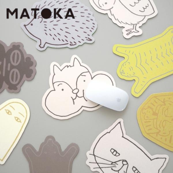 エルコミューン マトカ ダイカット マウスパッド MATOKA あすつく対応 薄い おしゃれ ギフト PC作業●サイズ・ブサねこ：20×16cm・もぐもぐリス：20.5×16cm・もの知りフクロウ：15×19cm・ハリネズミ：21×16cm...