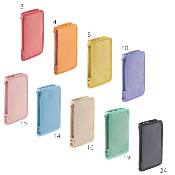 ●寸法：210mm × 125mm × 30mm●材質：本体／ポリエステル・PVC、透明シート/PET●色：３コーラルレッド・４アプリコットオレンジ・５ハニーイエロー・１０ライラックパープル・１２シャーベットピンク・１４パウダーブルー・１６...