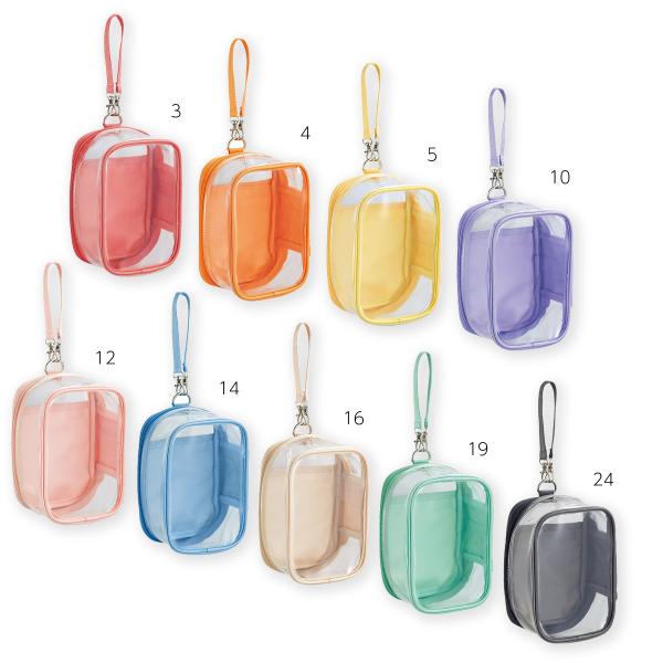 ●寸法：110mm × 80mm × 160mm●材質：本体／ポリエステル・PVC、透明シート/PET●色：３コーラルレッド・４アプリコットオレンジ・５ハニーイエロー・１０ライラックパープル・１２シャーベットピンク・１４パウダーブルー・１６...