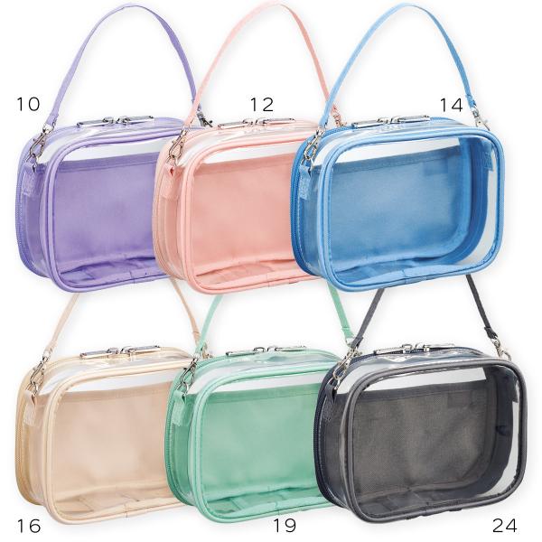 ●サイズ：170mm×60mm×130mm●材質：本体/ポリエステル・PVC、透明シート/PET●ストラップ付（ストラップを含む縦：約235mm）A-3309-10(ライラックパープル),A-3309-12(シャーベットピンク),A-330...