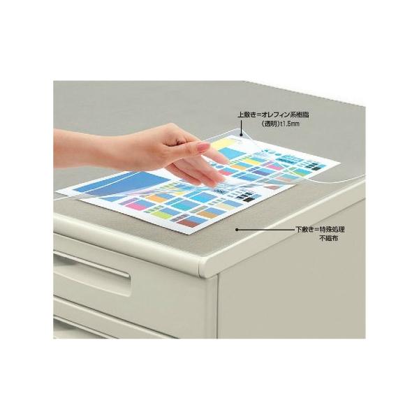 ●環境に配慮し、非塩ビ素材（オレフィン系樹脂）を採用したデスクマット。再生オレフィンタイプに比べ廉価で、塩ビタイプと同等の価格なので、より環境負荷の少ないタイプとして塩ビタイプからの買い替えに最適です。透明でマットに挟んだ書類が見やすく、ま...