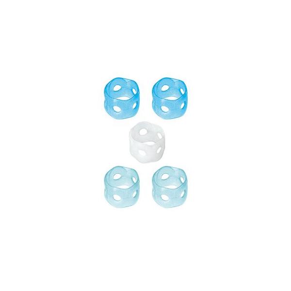 ●種類：M（女性人差指・中指用）●寸法（内径・長さ）：13・11●材質：シリコンゴム●入り数：5個（ダークブルー2個、ライトブルー2個、ホワイト1個）