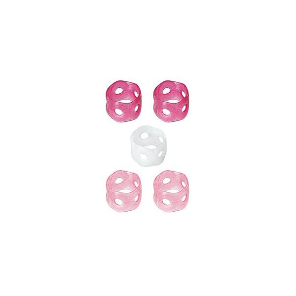 ●種類：M（女性人差指・中指用）●寸法（内径・長さ）：13・11●材質：シリコンゴム●入り数：5個（ダークピンク2個、ライトピンク2個、ホワイト1個）