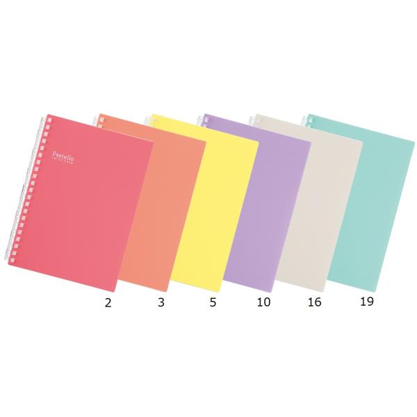 ●規格：B6タテ型（Ｓ型） 21穴●幅・奥行・高さ（mm）:134mm×12mm×182mm●仕様：リーフ30枚●材質：オモテ表紙・ウラ表紙／ポリプロピレン、とじ具／ポリカーボネート（透明）、リーフ／上質紙●罫線：B罫6mm