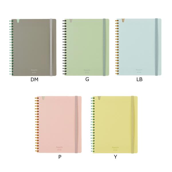●サイズ：B6変形●中紙寸法（タテ・ヨコ）：182・140●罫内容：4mm方眼罫●枚数：80枚●中紙：上質紙●表紙/表裏：PP●リング：オレフィン系樹脂◆表紙色DM・・・ウォームグレー、G・・・グリーン、LB・・・ライトブルー、Ｐ・・・ピン...