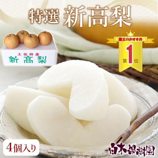 【発売日：2026年09月25日】・発送期間：9月下旬〜10月下旬・高知県産特選秀品新高梨　約1kg×４個高知県の恵まれた気候風土が育んだ新高梨。中でも選りすぐりの特大サイズ、1玉約1kgという見事な大きさを４個お届けします。手に取った瞬間...